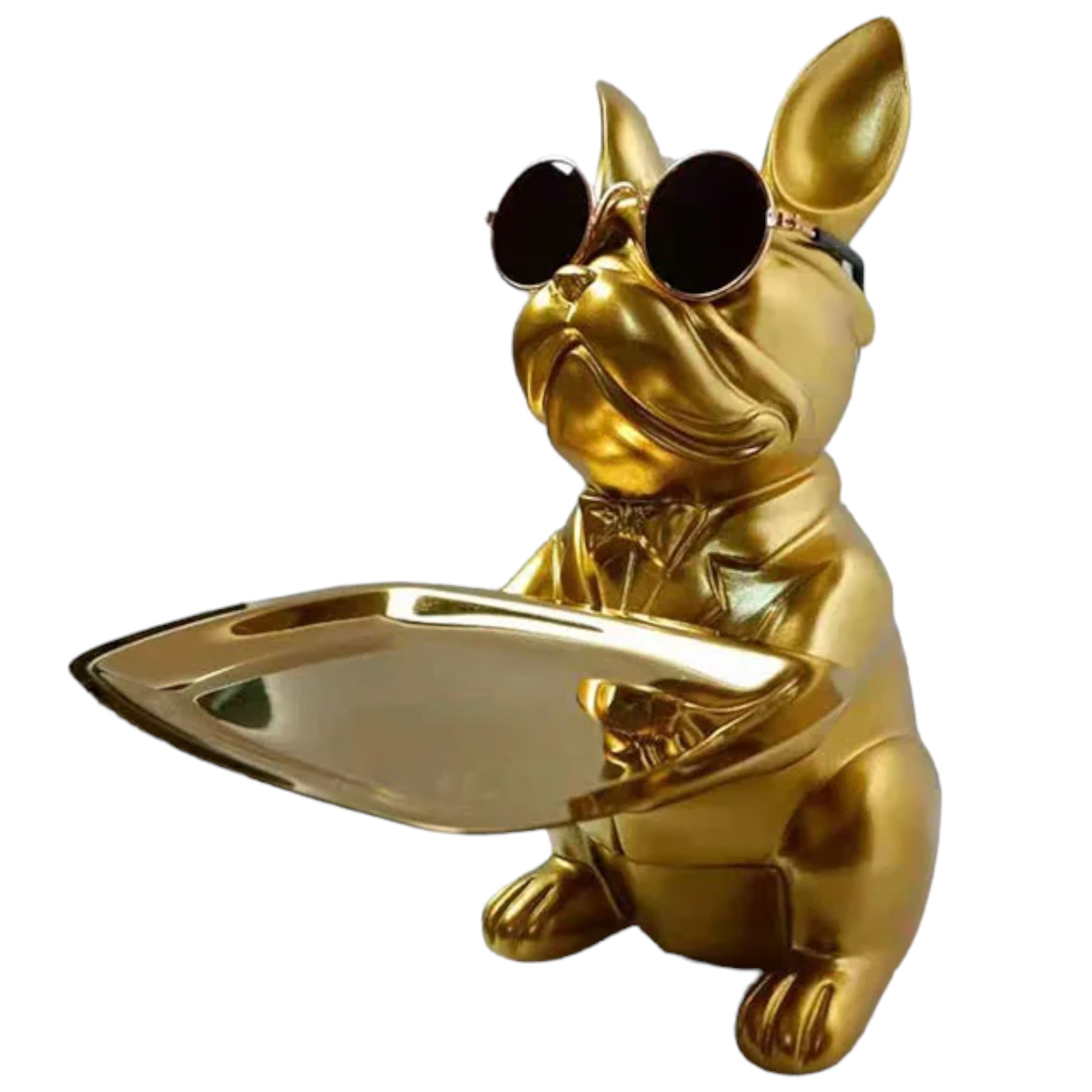 Gold Bulldog Statue with Tray – Bellas House